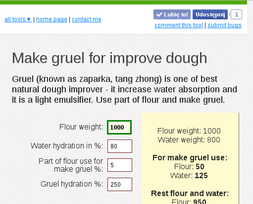 Make gruel for improve dough